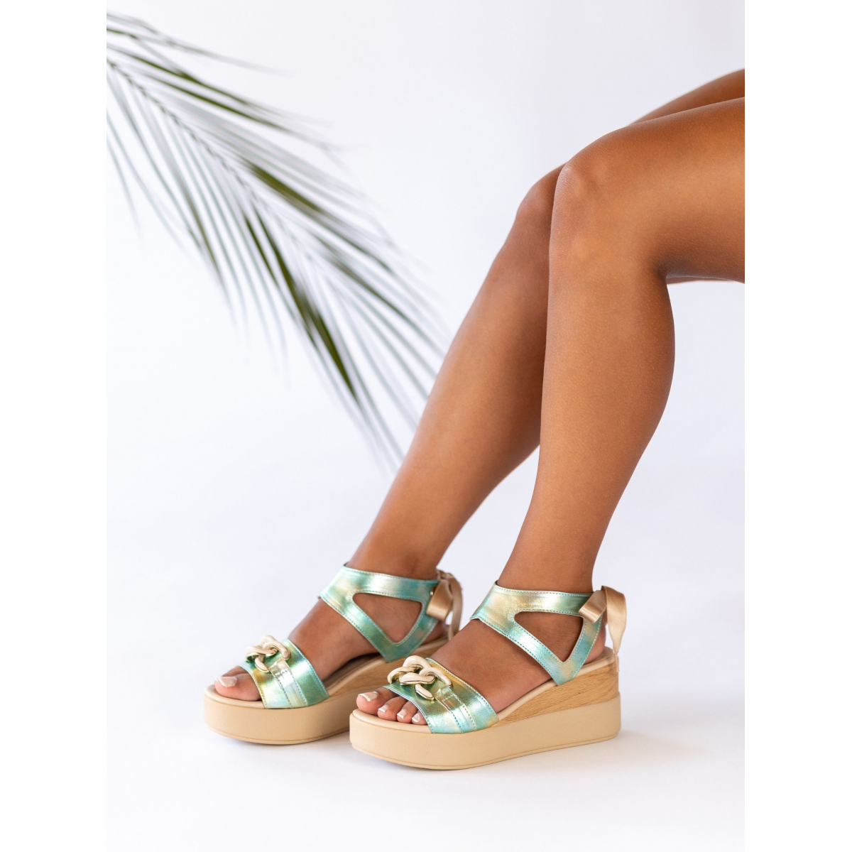 Green Platform Sandal for Women Daisy05 - MLV Portuguese Shoes