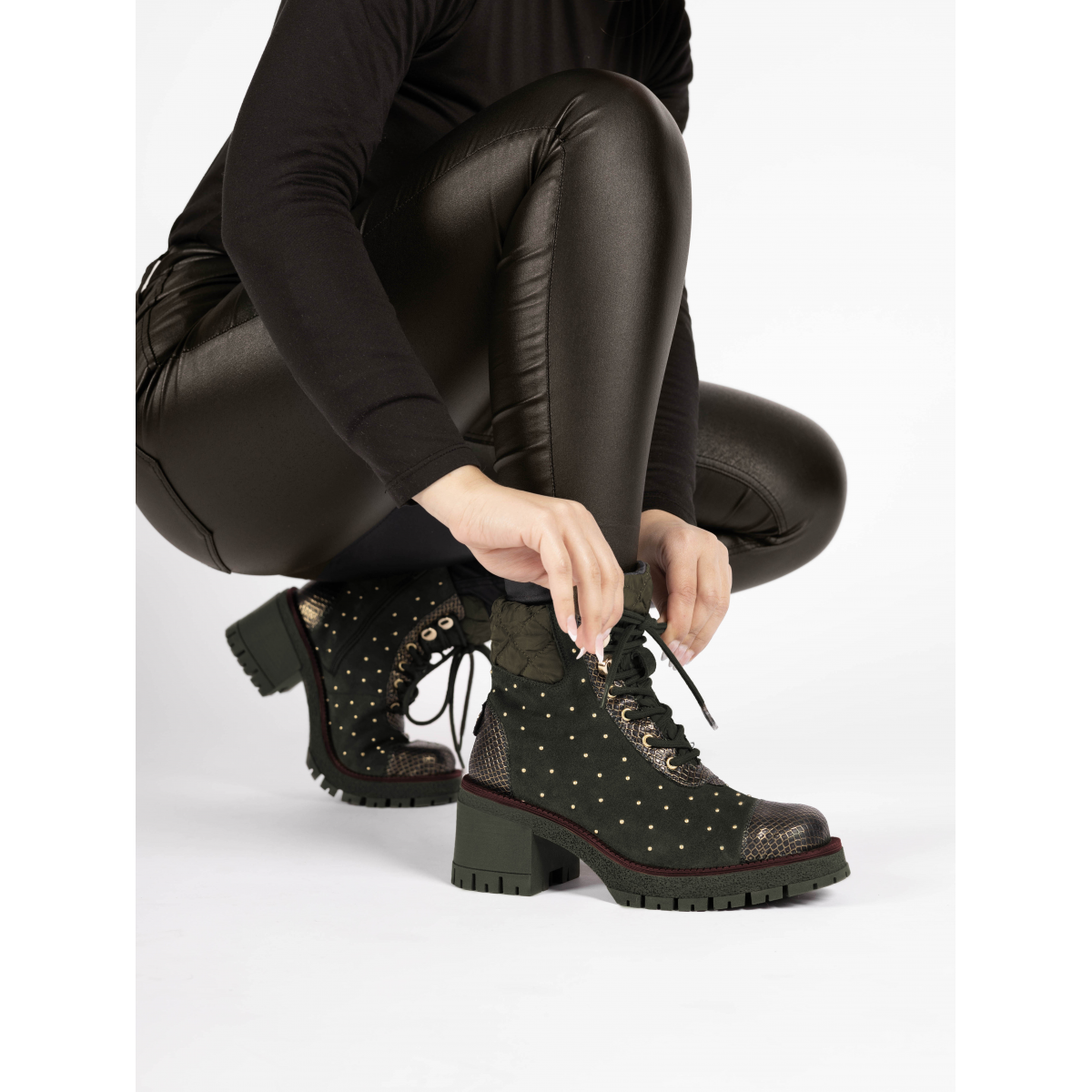 Kaki Ankle Boot with Laces and Chunky Sole for Women Tiffany01 | MLV ...