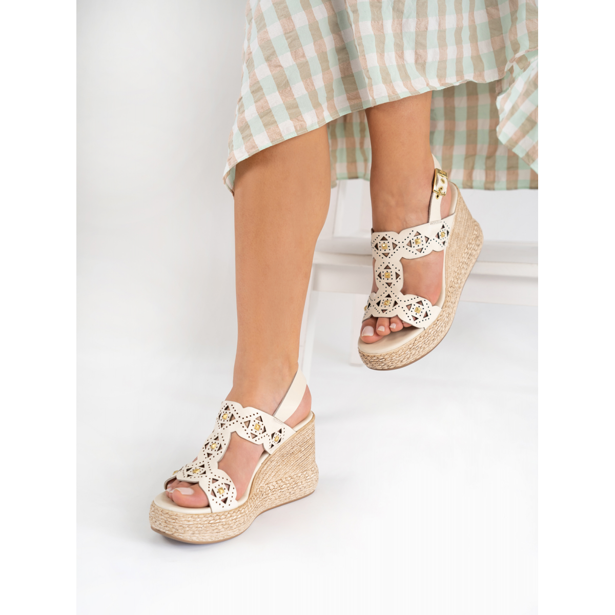 Sandália Branca de Cunha Alta para Senhora Paula02 | Calçado Português ...