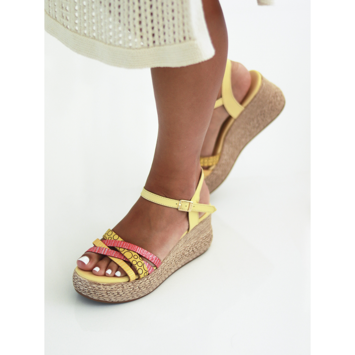Yellow Wedge Sandal for Women Daisy 01 | MLV Portuguese Shoes